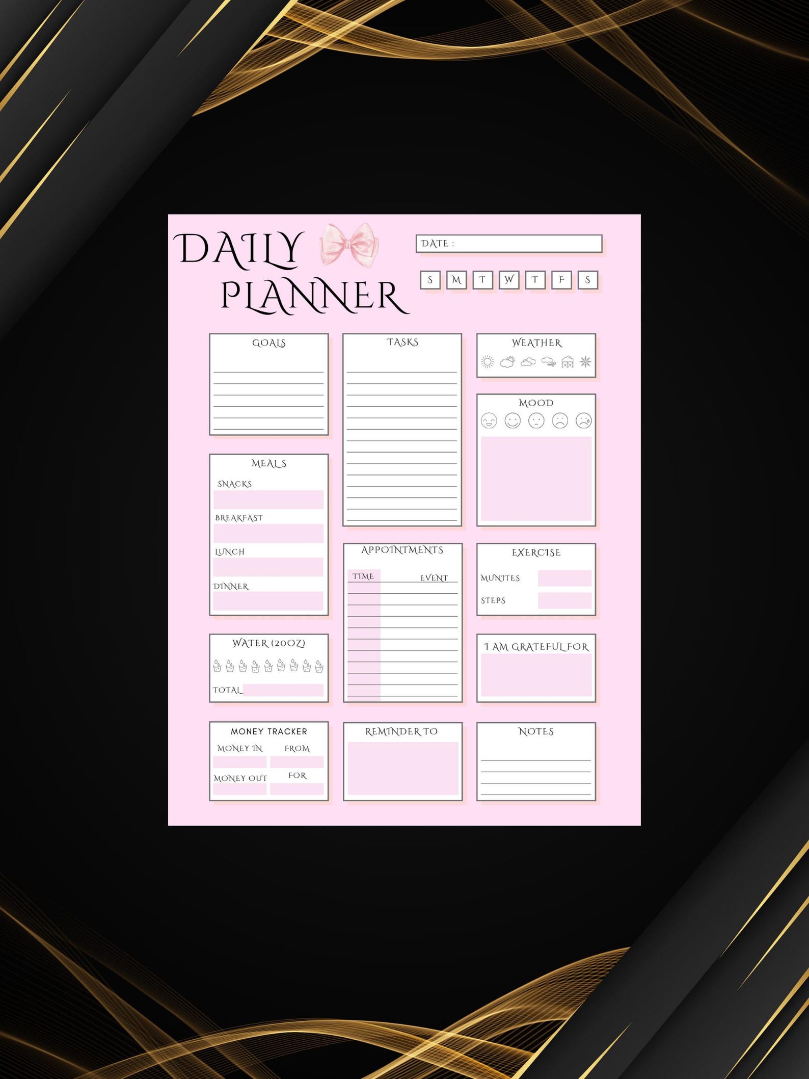 Feminine Daily Organizer: Printable Productivity Journal for Women’s ...