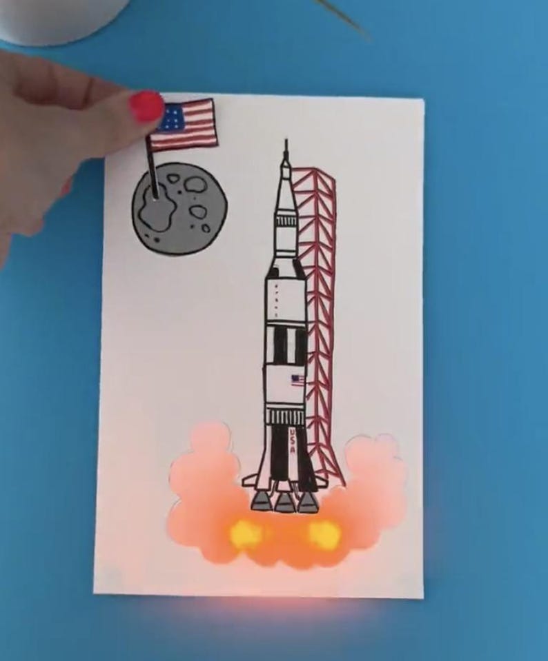 Saturn V Rocket to the Moon Template & Instructions, Interactive STEAM ...