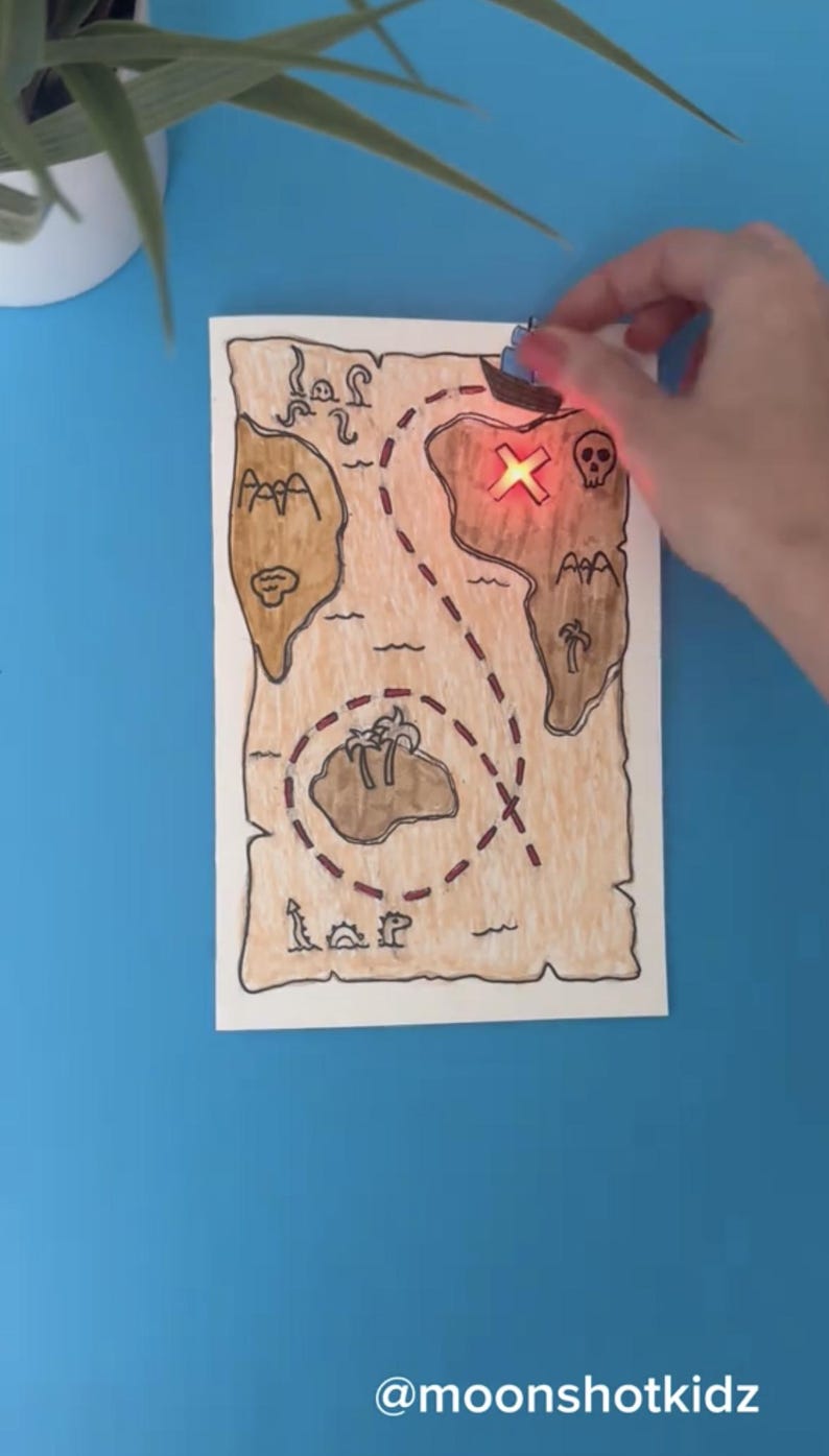 Moonshotkidz "treasure Map" Template & Instructions for Interactive Card Paper Electronics Easy ...