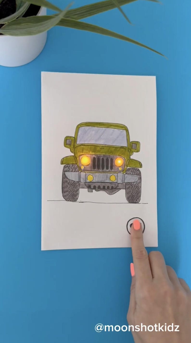 Interactive Jeep Card Template, Paper Electronics STEAM DIY Project ...