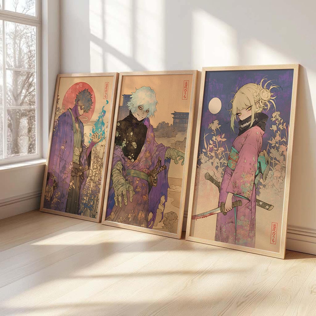 My Hero Academia Set of 3 Art Prints Tomura Shigaraki Himiko Toga Dabi ...