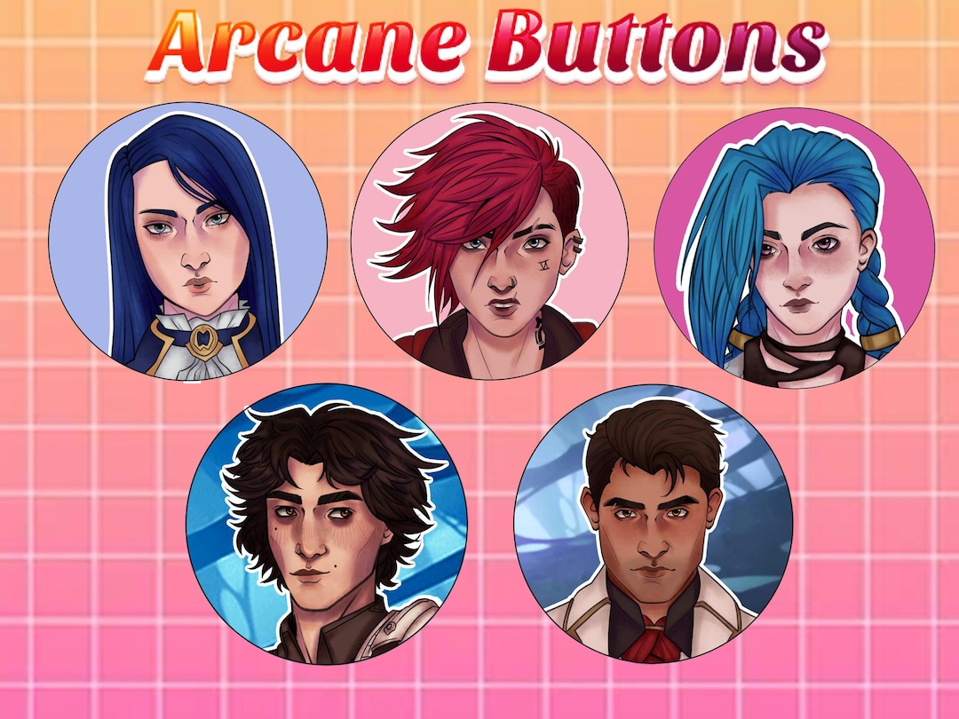 1.5" Arcane Buttons | League of Legends | Vi Caitlyn Jayce Viktor Jinx ...