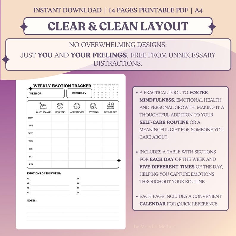 2025 Emotion Tracker Printable, ADHD Feelings Tracker, Wheel of ...