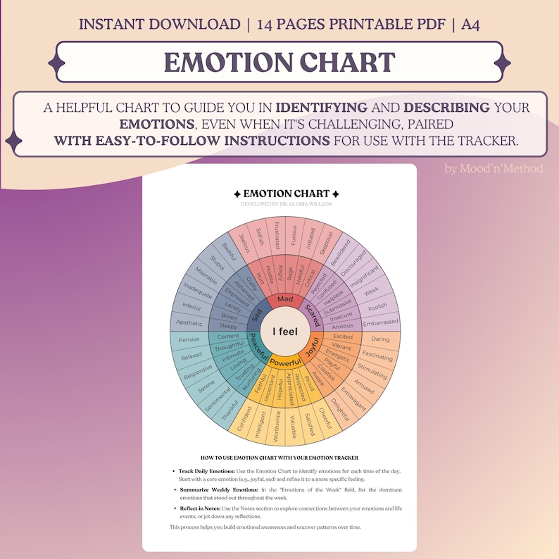 2025 Emotion Tracker Printable, ADHD Feelings Tracker, Wheel of ...