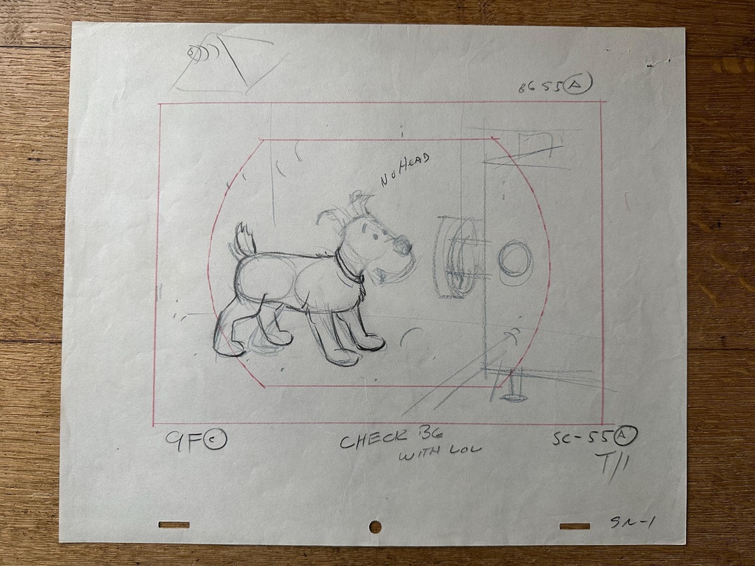 Tintin Animation Production Illustration - Snowy - Rare Whole Illustration - Objective Moon - Etsy