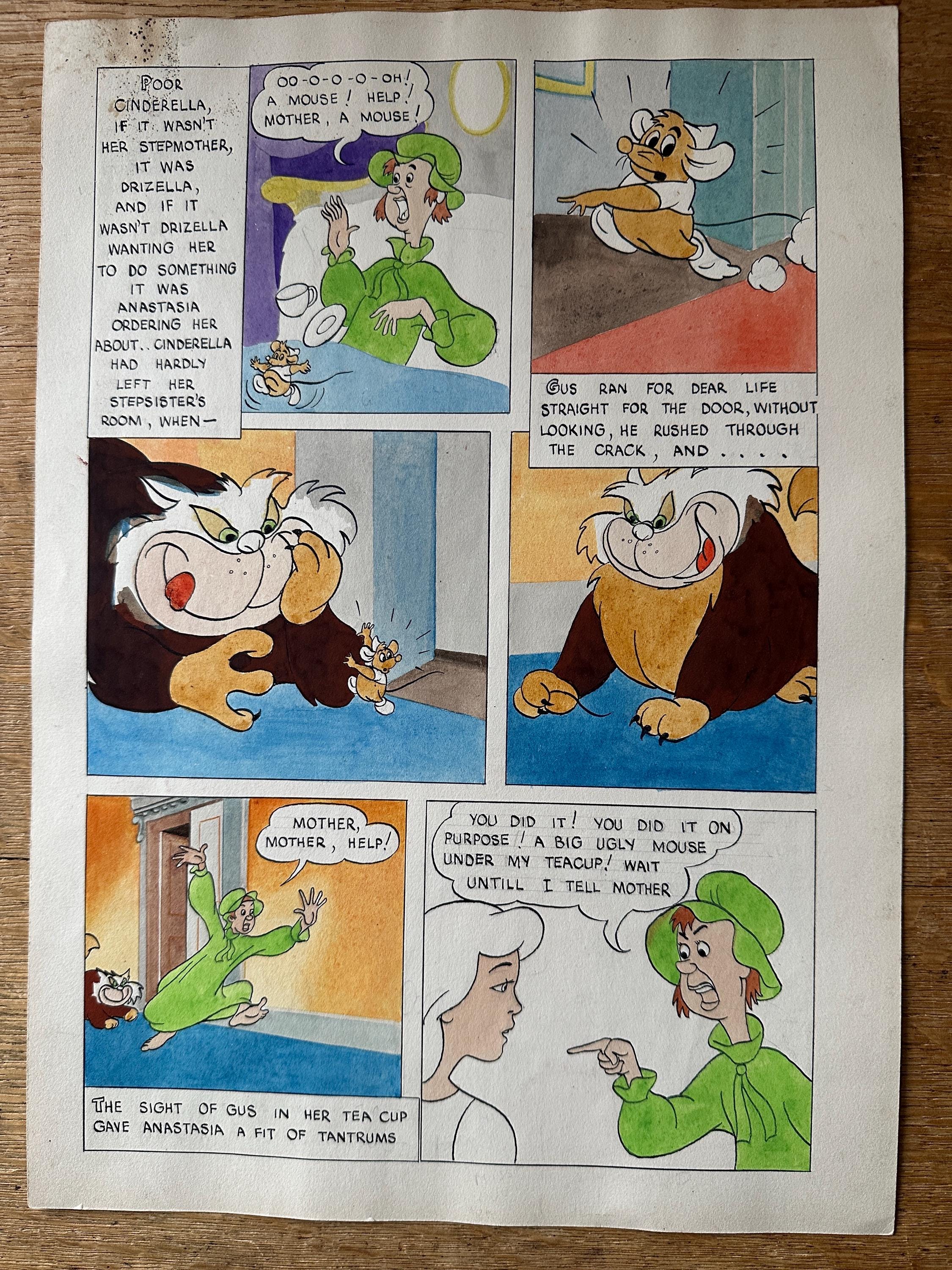 DISNEY - Cinderella Comic Strip Illustration - Double Sided - Original ...