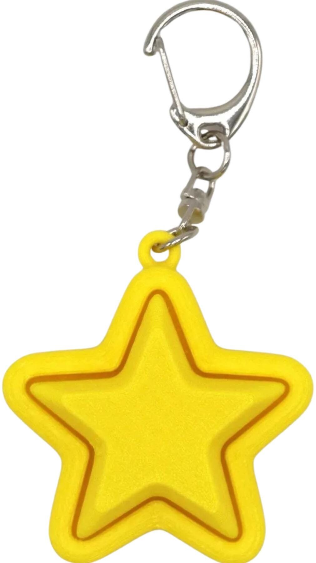 Yellow Star Fidget Clicker Keychain- Portable Sensory Toy for Focus ...