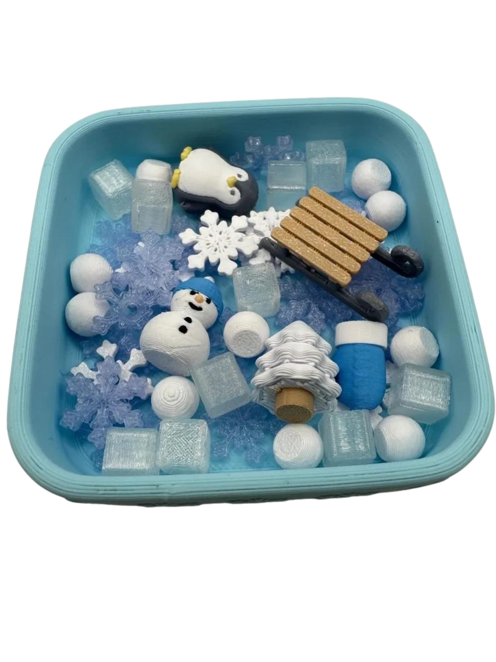 Mini 3D Printed Winter Mini Fidget Dish With Fillers- Snowman, Penguin ...