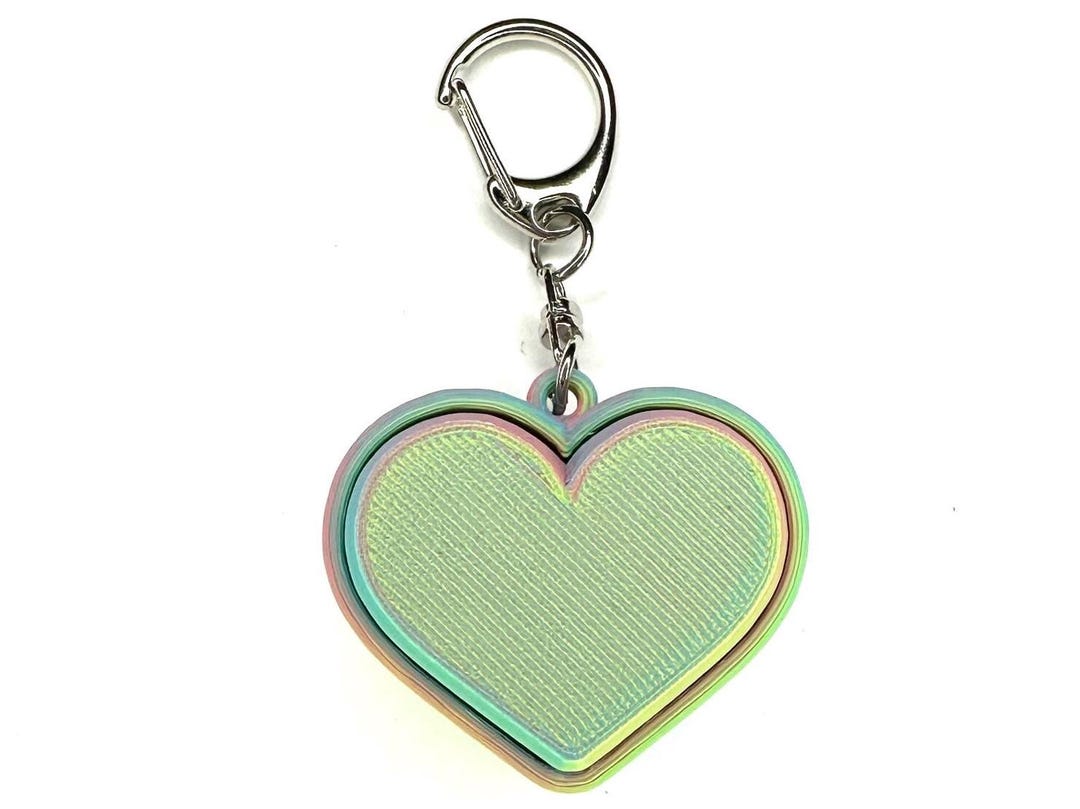 Pastel Rainbow Heart Fidget Clicker Keychain- Portable Sensory Toy for ...