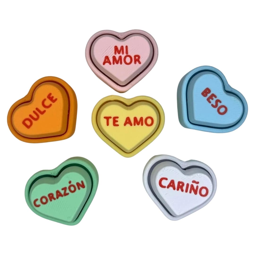 Spanish Conversation Heart Mini Fidget Clicker Set of 6 Keychain ...