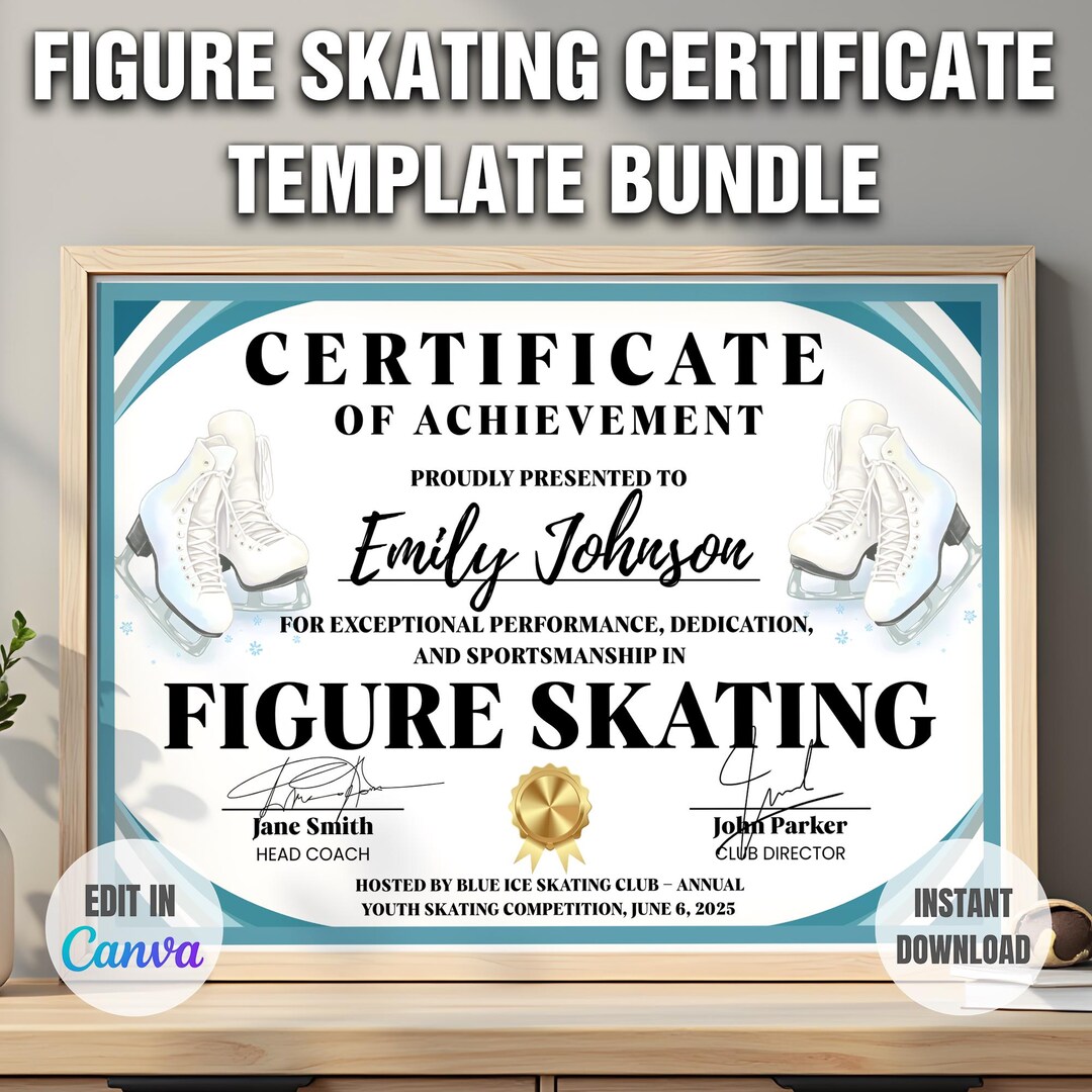 Custom Figure Skating Certificate Template Bundle, Editable Sport Award ...