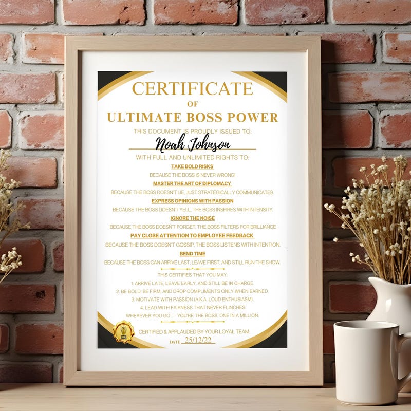 Bosses Day Certificates - Etsy