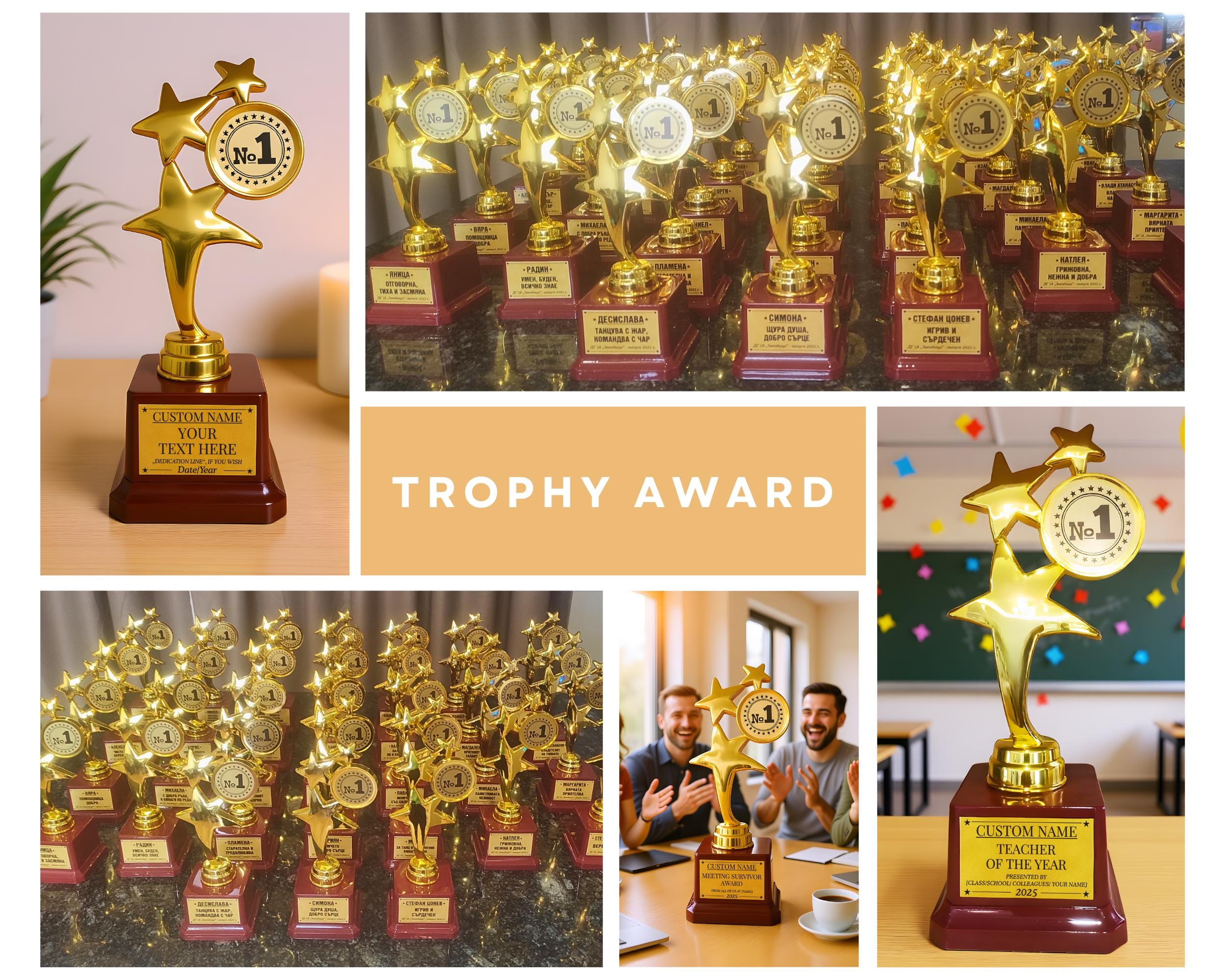 Personalized Trophy Award for Kindergarten Grad and Nursery Staff Gift ...