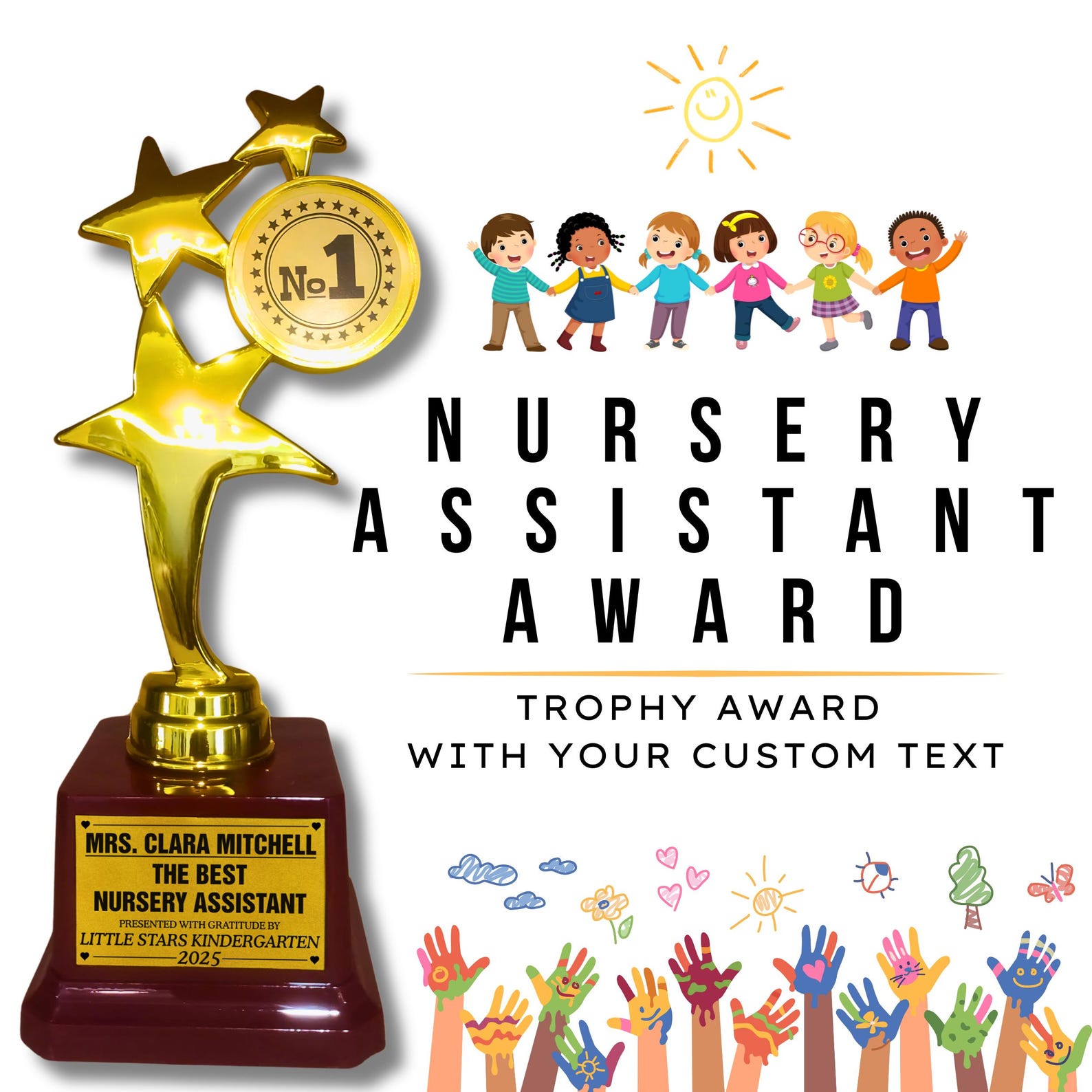 Personalized Trophy Award for Kindergarten Grad and Nursery Staff Gift ...