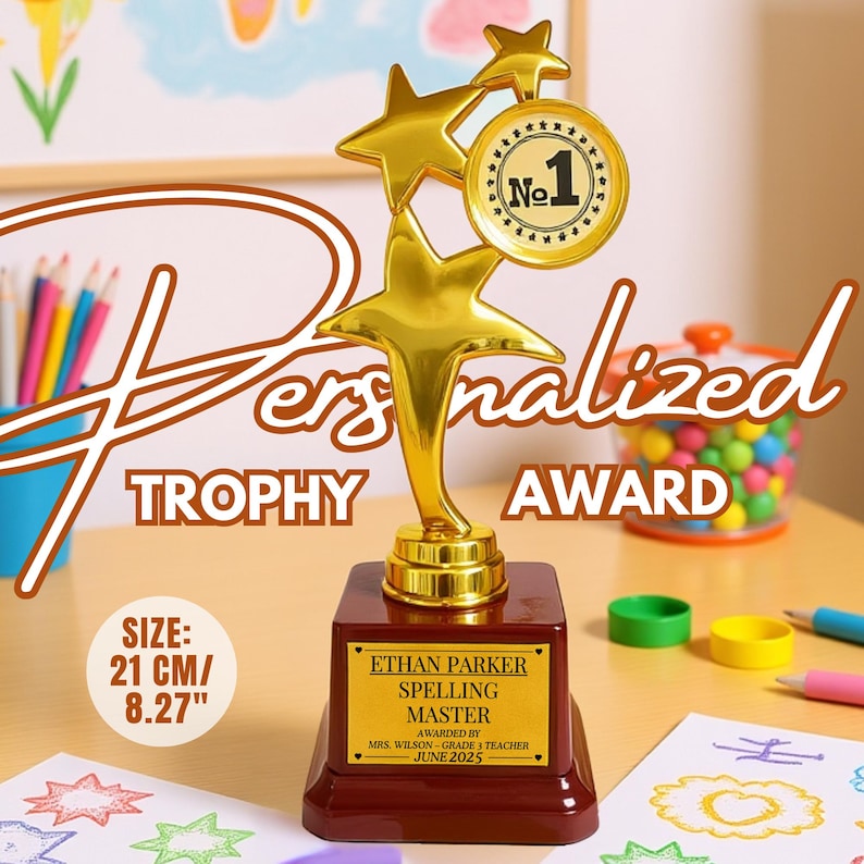Personalized Education Star Trophy Achievement Award for Best School ...