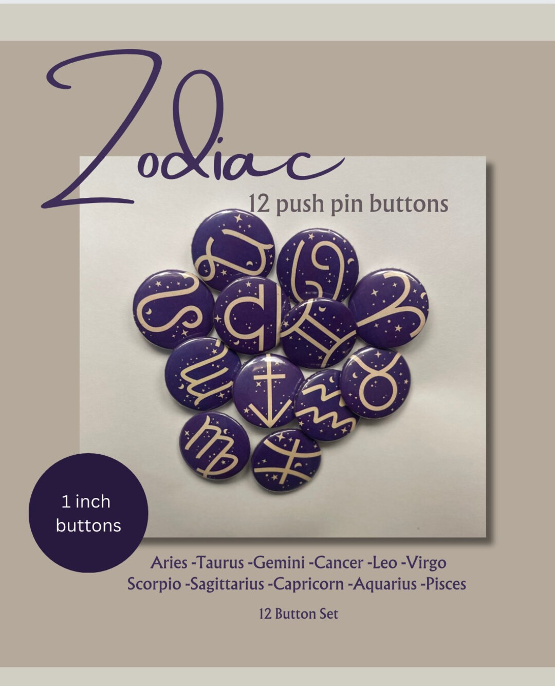 12 Zodiac Signs Set - Etsy