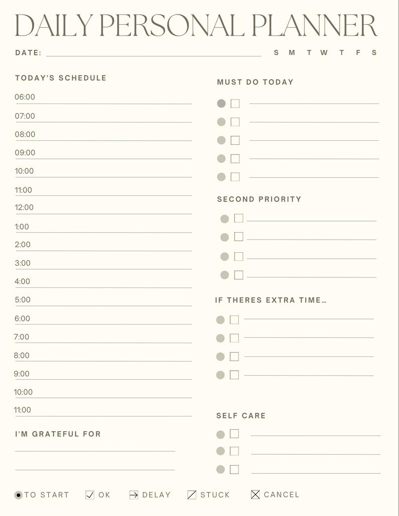 Daily/ Hourly Digital Planner Page - Etsy
