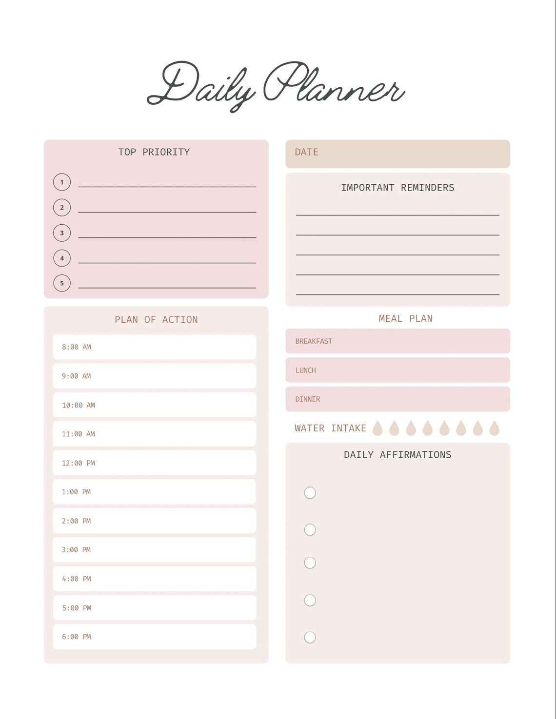 Cute Pink Printable Daily Planner Page / to Do List - Etsy