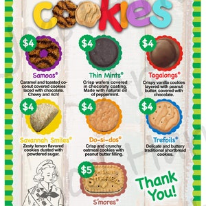 2019 LBB Girl Scout Cookie Price List GS Booth Menu 8.5 X 11 Printable ...