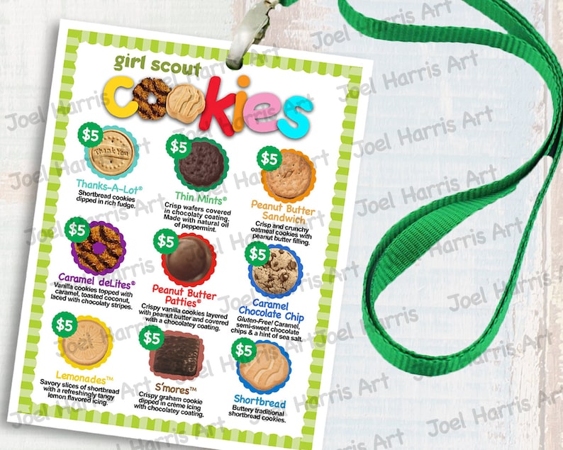 2020 ABC Girl Scout LANYARD Cookie Price List All Cookies 5.00 - Etsy
