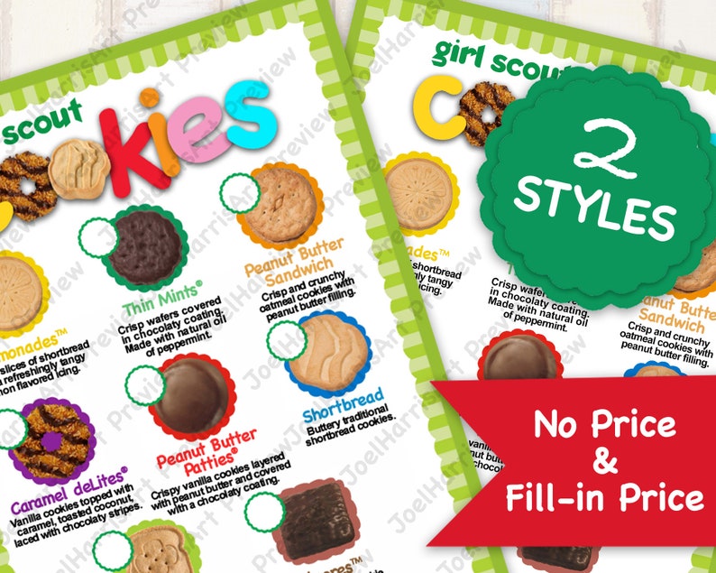 EDITABLE 2021 ABC Girl Scout Cookie Price List GS Booth Menu - Etsy