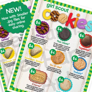 2019 LBB Girl Scout Cookie Price List GS Booth Menu 8.5 X 11 Printable ...