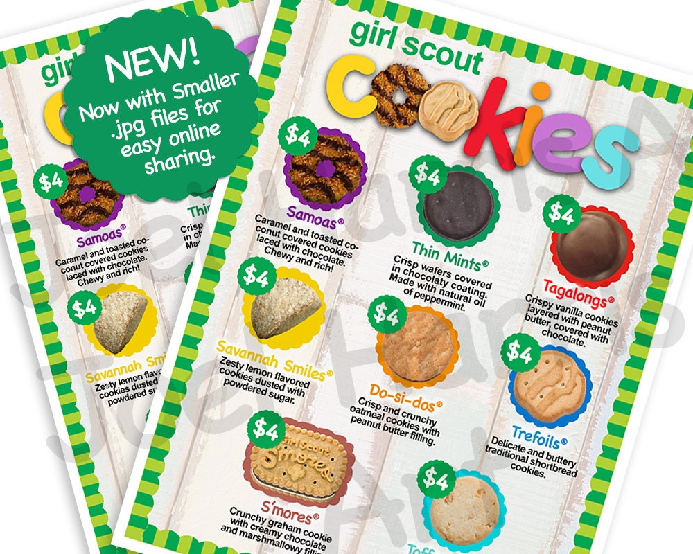 2019 LBB Girl Scout Cookie Price List GS Booth Menu 8.5 X 11 | Etsy