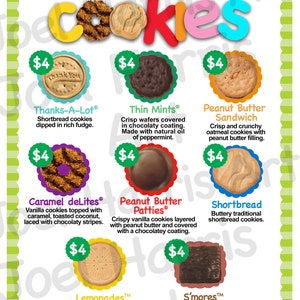 2020 ABC Girl Scout Cookie Price List GS Booth Menu 8.5 X 11 Printable ...