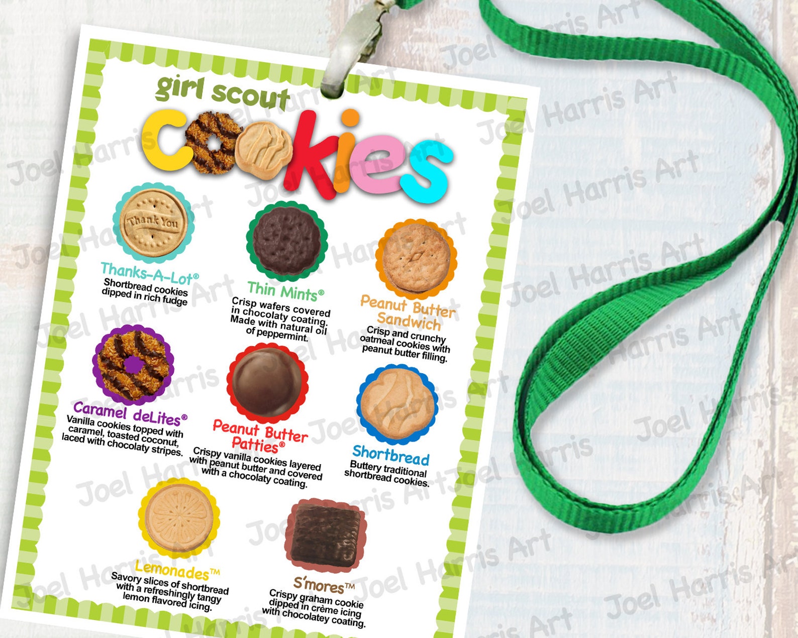 2020 ABC Girl Scout LANYARD Cookie List NO Prices Printable - Etsy