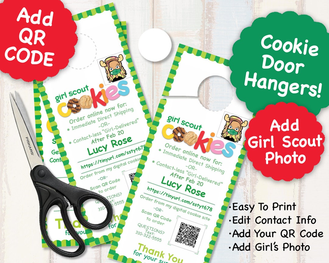 EDITABLE 2021 Girl Scout Door Hanger Printables Girl Scouts Cookies ...
