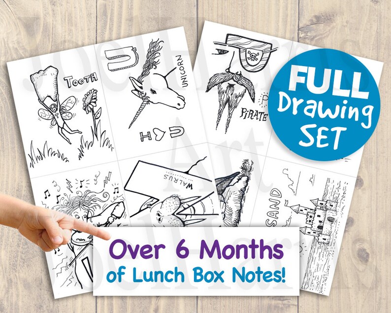 FULL SET Lunch Box NOTES for Kids 120 Printable Cards Drawings - Etsy