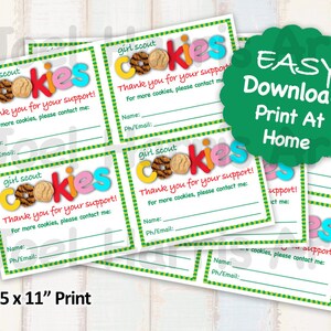 2019 Cookie Thank You Cards! Girl Scout Printable Note Card Plus BONUS ...