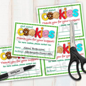 2019 Cookie Thank You Cards! Girl Scout Printable Note Card Plus BONUS ...