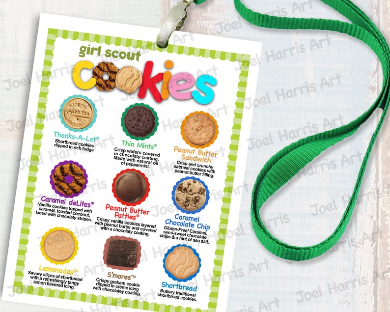 2020 ABC Girl Scout LANYARD Cookie List NO Prices, Printable Booth Menu ...