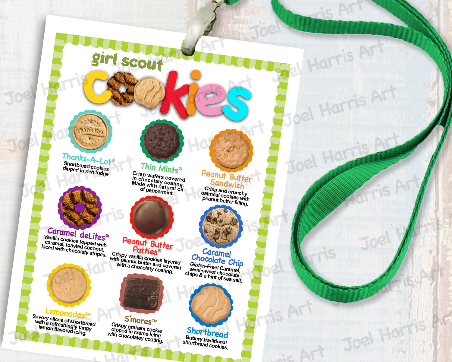 2020 ABC Girl Scout LANYARD Cookie List NO Prices, Printable Booth Menu ...
