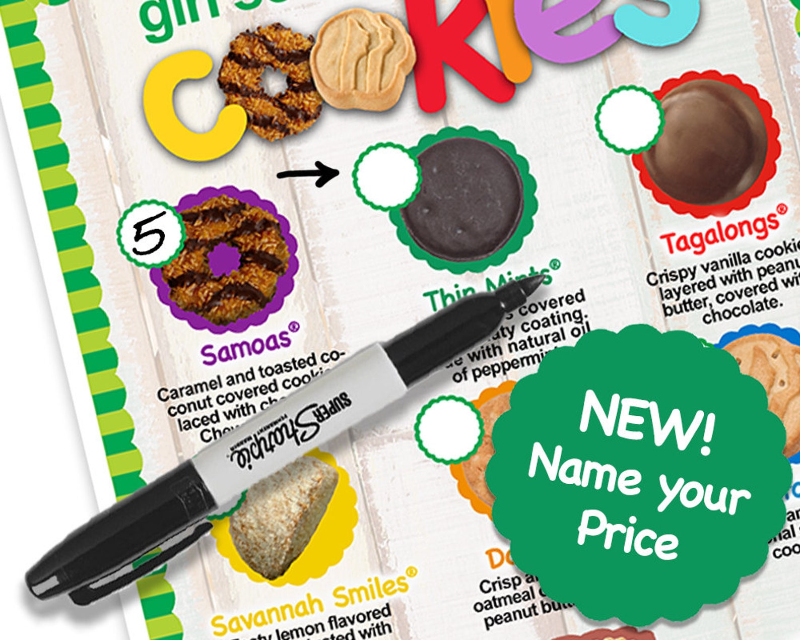 2019 LBB Girl Scout Cookie Price List GS Cookie Booth Menu 8.5 - Etsy
