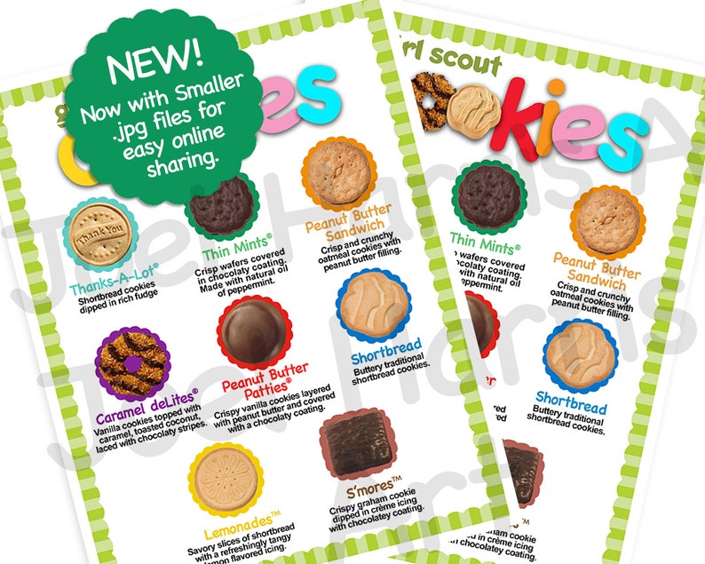 2020 Abc Girl Scout Cookie Price List Gs Cookie Booth Menu 8 5 Etsy