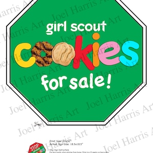 Girl Scout Cookies STOP Sign Cookie Booth Printable JUMBO GREEN 20x30 ...