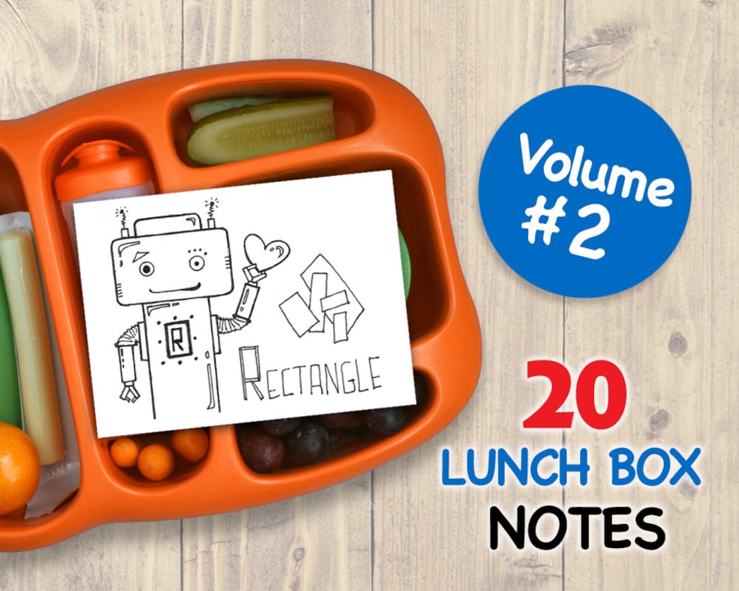 Vol 2 LUNCH BOX NOTES for Kids 20 Assorted Printable Cards Drawings ...