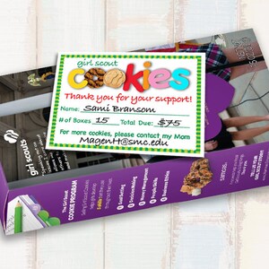 2019 Girl Scout Cookie ORDER FORM Thank You Card Receipt Blank Note ...