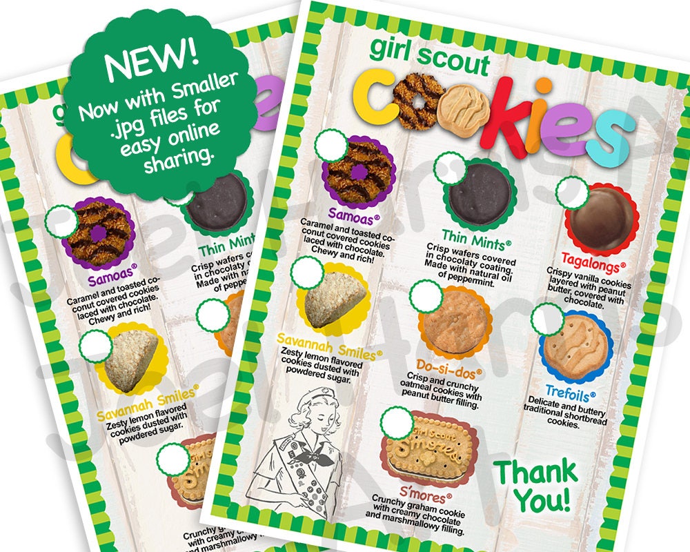 2019 LBB Girl Scout Cookie Price List GS Cookie Booth Menu 8.5 | Etsy