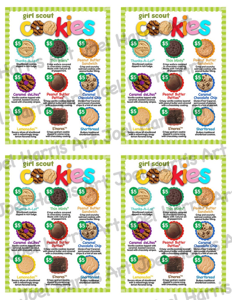 2020 ABC Girl Scout LANYARD Cookie Price List All Cookies 5.00 - Etsy