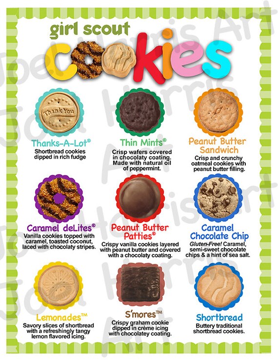 2020 ABC Girl Scout Cookie Price List GS Cookie Booth Menu 8 5 Etsy