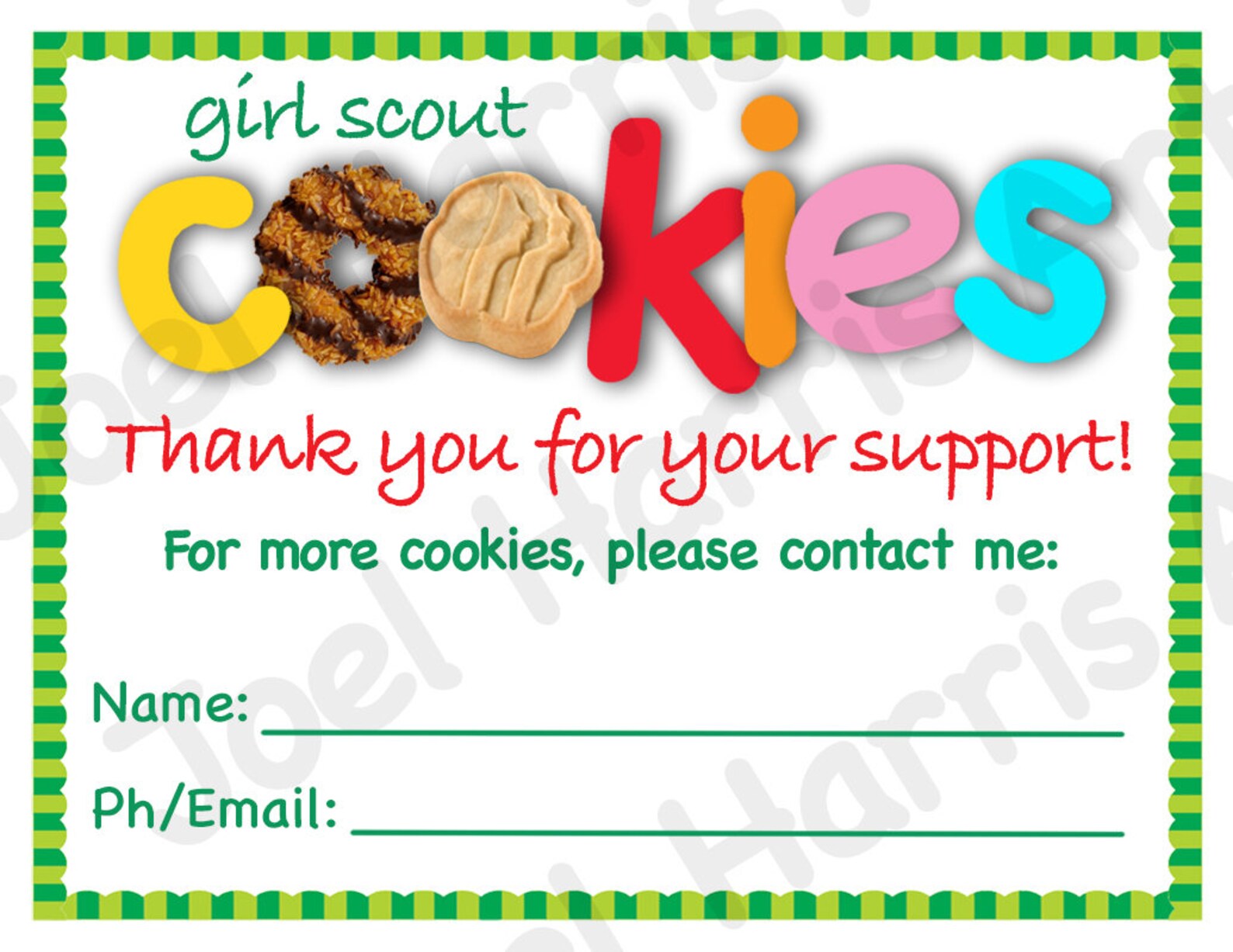 2019 Cookie Thank You Cards! Girl Scout Printable Note Card Plus BONUS ...
