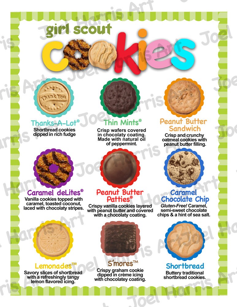 2020 ABC Girl Scout LANYARD Cookie List NO Prices Printable - Etsy