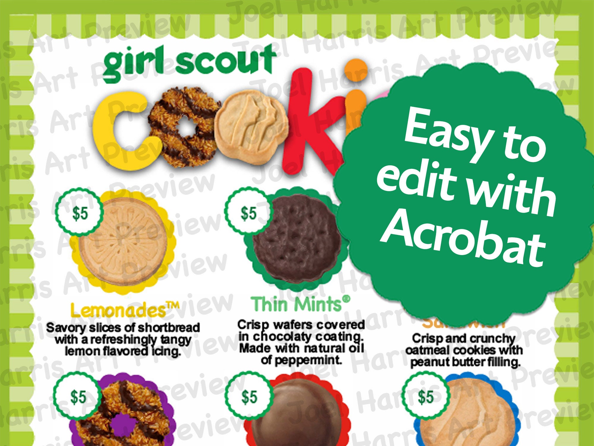 EDITABLE 2021 ABC Girl Scout Cookie Price List GS Booth Menu | Etsy UK