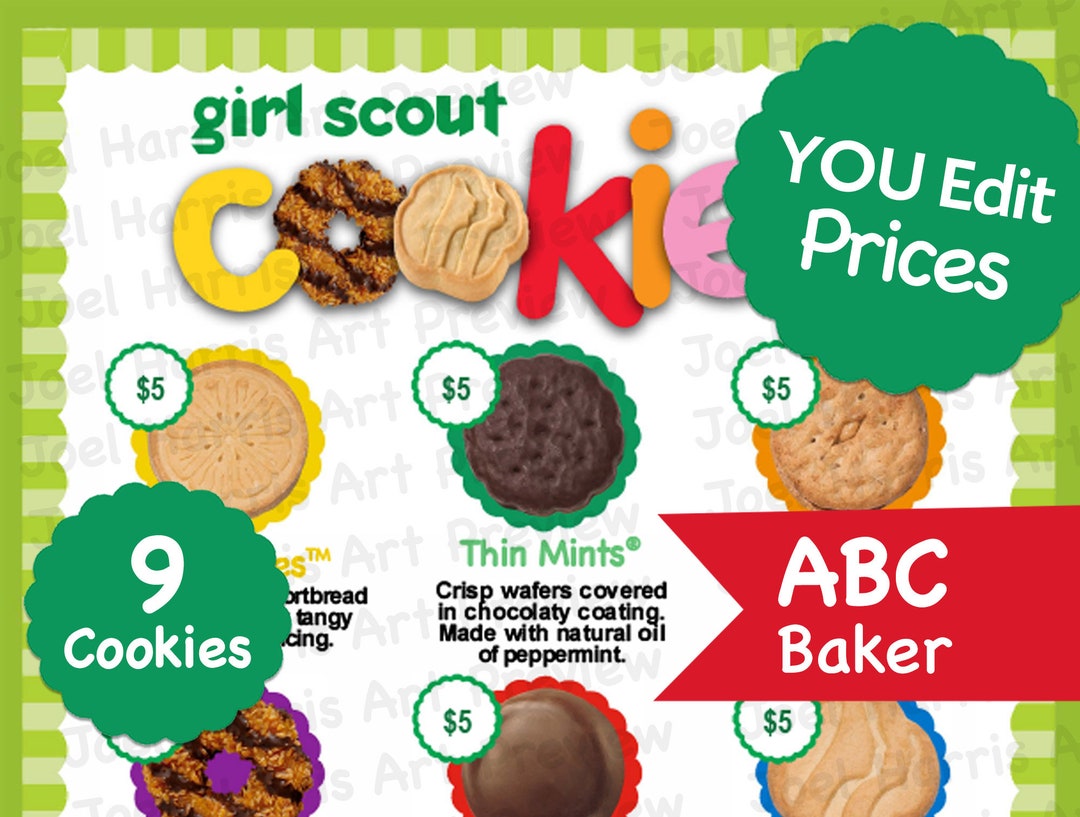 EDITABLE 2021 ABC Girl Scout Cookie Price List GS Booth Menu 8.5x11 ...