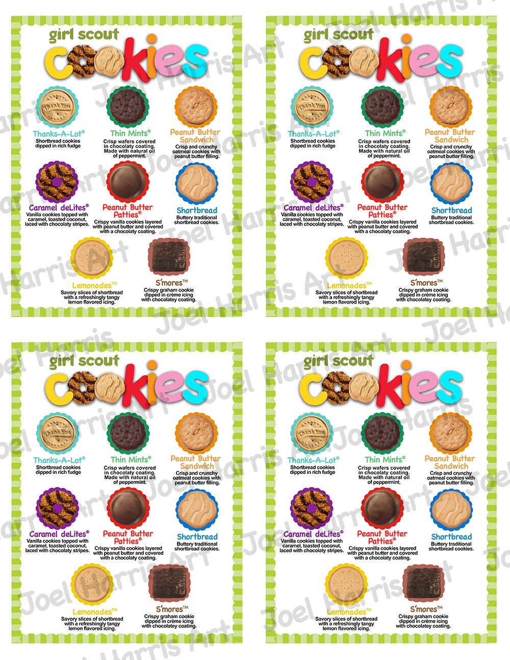 2020 ABC Girl Scout LANYARD Cookie List NO Prices Printable | Etsy