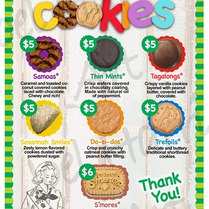 2019 LBB Girl Scout Cookie Price List GS Booth Menu 8.5 X 11 Printable ...