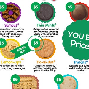 EDITABLE 2021 LBB Girl Scout W/ New Cookie Price List GS Booth Menu 8 ...